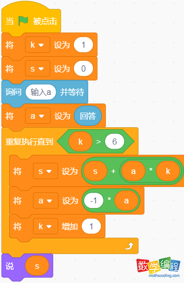 Scratch高考流程图算法题,输入a,输出s Scratch编程